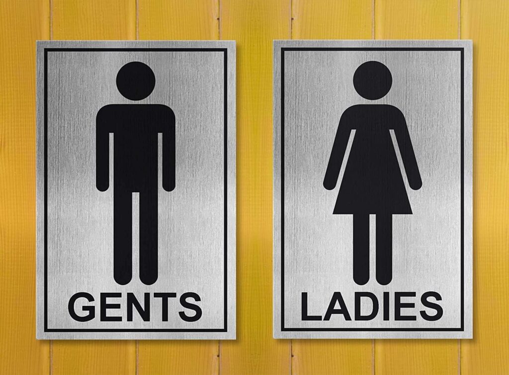 Set of Gents and Ladies(Vertical) Stainless Steel Self Adhesive Gents ...